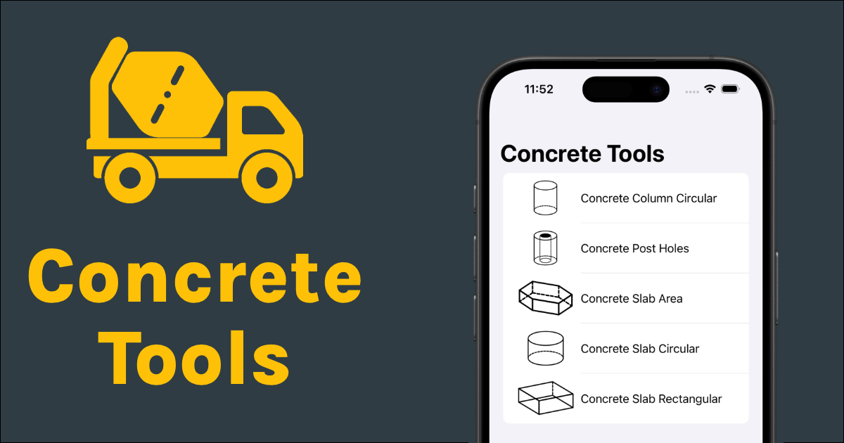 Concrete Calculator: Slabs, Columns & Post Holes